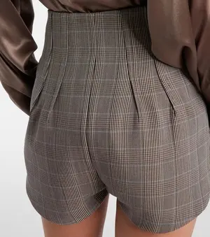 MUGLER Houndstooth Virgin Wool Shorts
