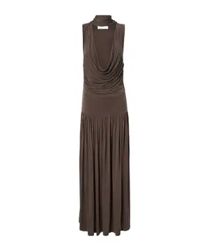 AYA MUSE Alyve Draped Halterneck Maxi Dress - Brown