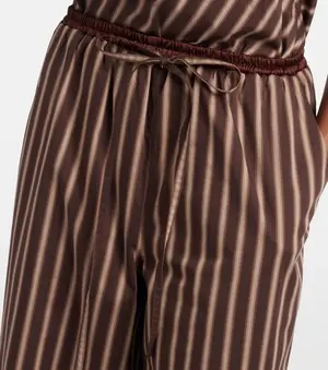 JACQUES WEI Striped Cotton-blend Wide-leg Pants