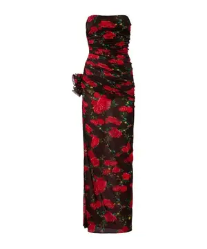 Magda Butrym Floral Pleated Dress - Black