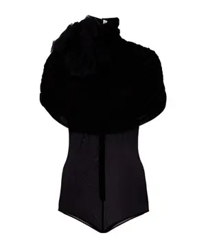 Magda Butrym Floral Appliqué Shawl-style Bodysuit