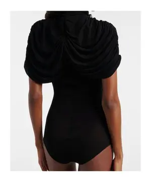 Magda Butrym Floral Appliqué Shawl-style Bodysuit