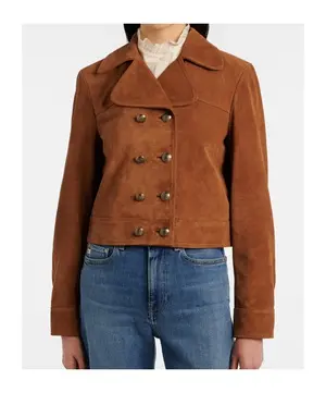 NILI LOTAN Cassidy Cropped Suede Jacket