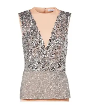 Rabanne Sequined Jersey Top - Gray