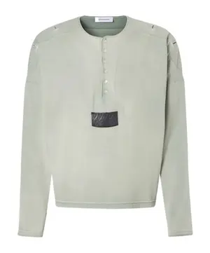 KIKO KOSTADINOV Sargo Cotton Henley Shirt - Gray