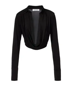 AYA MUSE Freya Draped Crop Top - Black