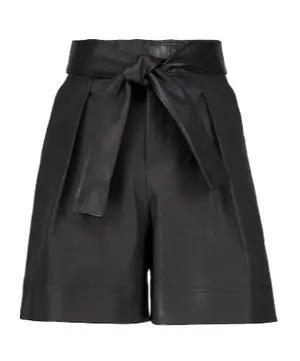 Stouls Eloise Leather Paperbag Shorts - Black