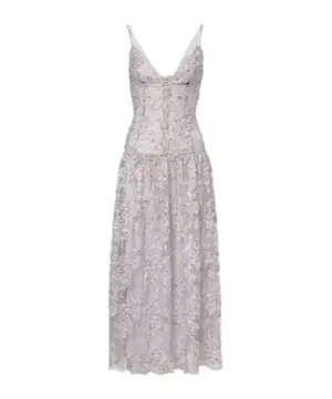 JACQUES WEI Embellished Lace Cocktail Dress - Gray