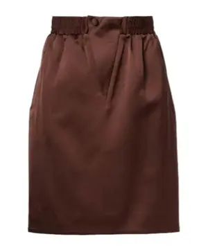 JACQUES WEI Satin Pencil Skirt - Red