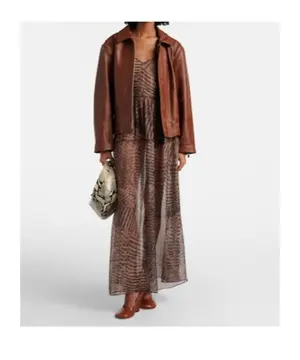JACQUES WEI Printed Semi-sheer Silk Maxi Dress