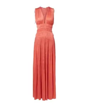 Ulla Johnson Tasneem Plissé Satin Gown - Red
