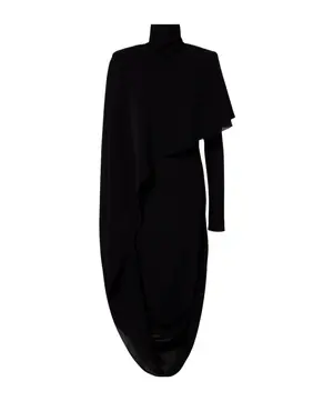MUGLER Asymmetric Caped Crepe Midi Dress