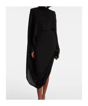 MUGLER Asymmetric Caped Crepe Midi Dress