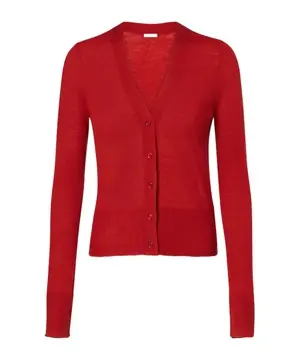 JOSEPH Front Button Cardigan - Red