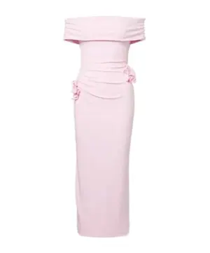 Roland Mouret Off-shoulder Floral Appliqué Midi Dress - Pink
