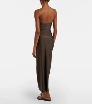 Simkhai Eiana Appliqué Ruched Midi Skirt