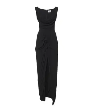 VIVIENNE WESTWOOD Panther Gathered Asymmetric Maxi Dress - Black