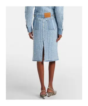 Nina Ricci Striped Denim Pencil Skirt