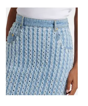 Nina Ricci Striped Denim Pencil Skirt