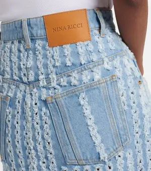 Nina Ricci Striped Denim Pencil Skirt