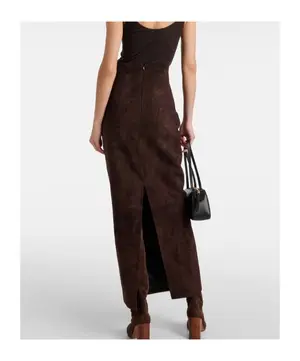 Khaite Loxley Suede Pencil Skirt