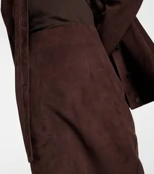 Khaite Loxley Suede Pencil Skirt
