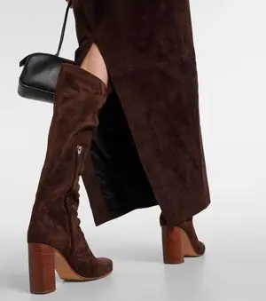 Khaite Loxley Suede Pencil Skirt