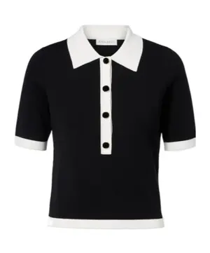 Nina Ricci Ribbed-knit Polo Shirt - Black