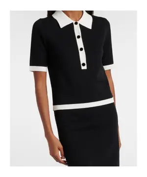 Nina Ricci Ribbed-knit Polo Shirt