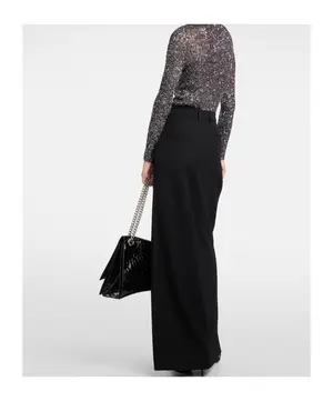 Balenciaga Side-slit Wool Twill Maxi Skirt