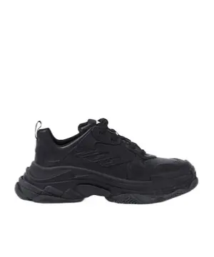 Balenciaga Triple S Sporty Leather Sneakers - Black