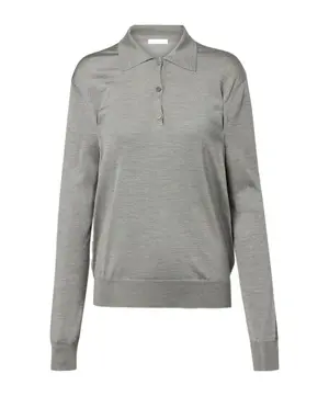 THE ROW Lilienne Silk Polo Sweater