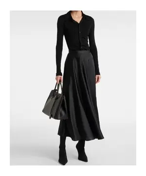 Balenciaga Asymmetric Satin Midi Skirt