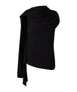 THE ROW Isadra Draped Jersey Top - Black