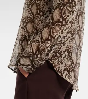 NILI LOTAN Gaia Snakeskin Print Silk Shirt