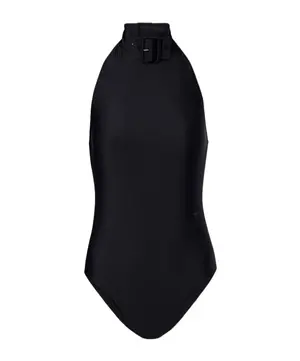 COURREGES Buckle-detail Crepé Bodysuit - Black
