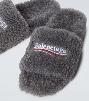 Balenciaga Furry Slides - Black