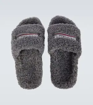 Balenciaga Furry Slides - Black