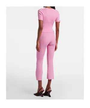 COURREGES Belted Ribbed-knit Capri Pants