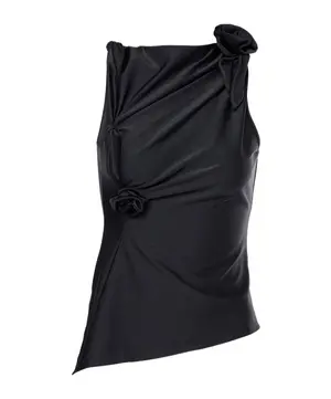 Coperni Flower Patch Asymmetric Vest - Black