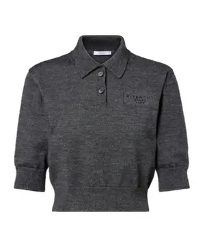 Givenchy Cropped Wool And Alpaca Polo Sweater - Black