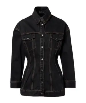 Wardrobe.NYC Denim Jacket With Nipped Waist - Black