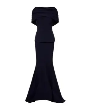 SAFIYAA LONDON Loura Off-shoulder Crêpe Gown - Black