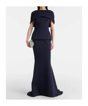 SAFIYAA LONDON Loura Off-shoulder Crêpe Gown