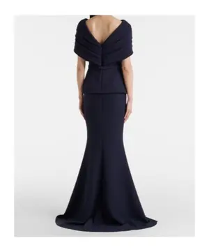 SAFIYAA LONDON Loura Off-shoulder Crêpe Gown