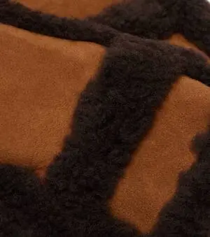 YVES SALOMON Shearling-trimmed Leather Mittens