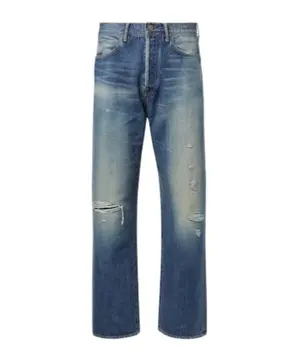 Visvim Social Sculpture 01 Distressed Straight Jeans - Blue