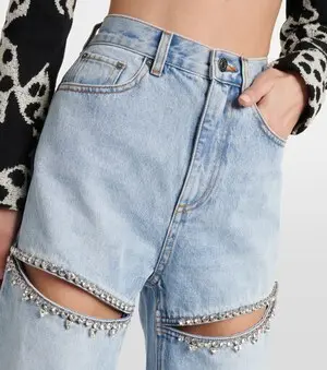 AREA Crystal-embellished Straight Jeans
