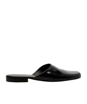 THE ROW Penelope Leather Mules - Black