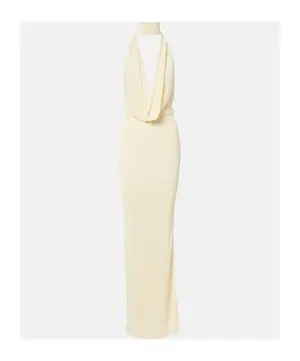 AYA MUSE Draped Jersey Gown - Beige